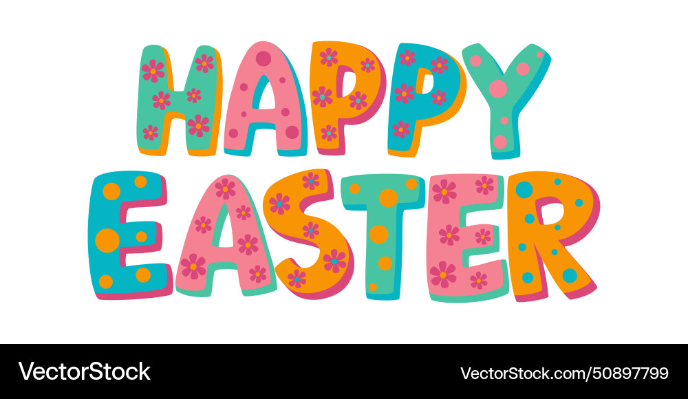 Happy easter lettering isolated on white Vector Image