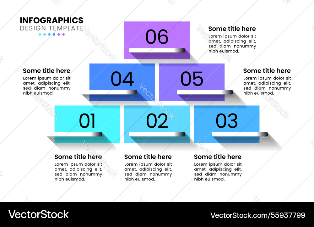 Infographic template pyramid with numbers and 6 Vector Image