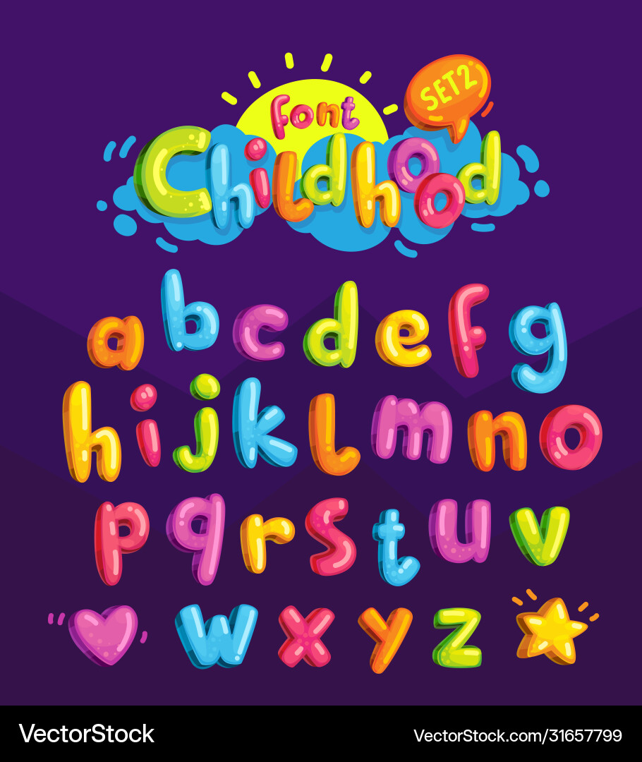 Kids cartoon font Royalty Free Vector Image - VectorStock