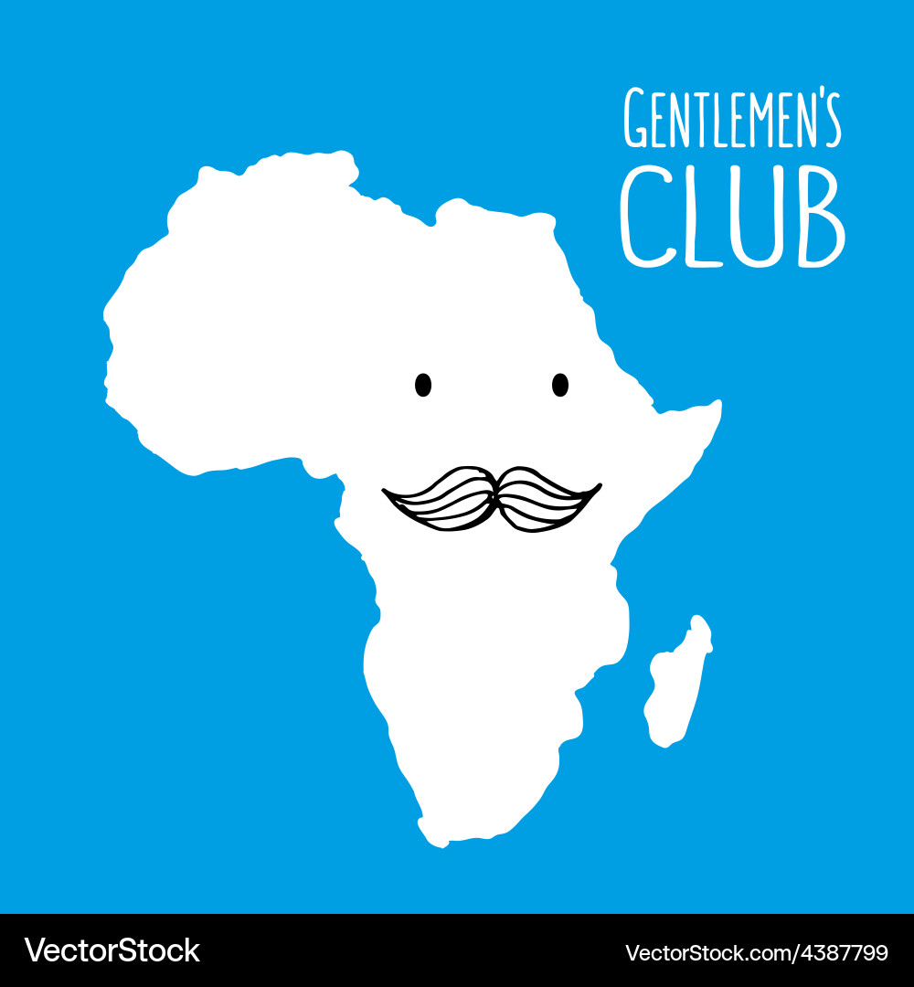 Moustache Africa Map Cartoon Royalty Free Vector Image