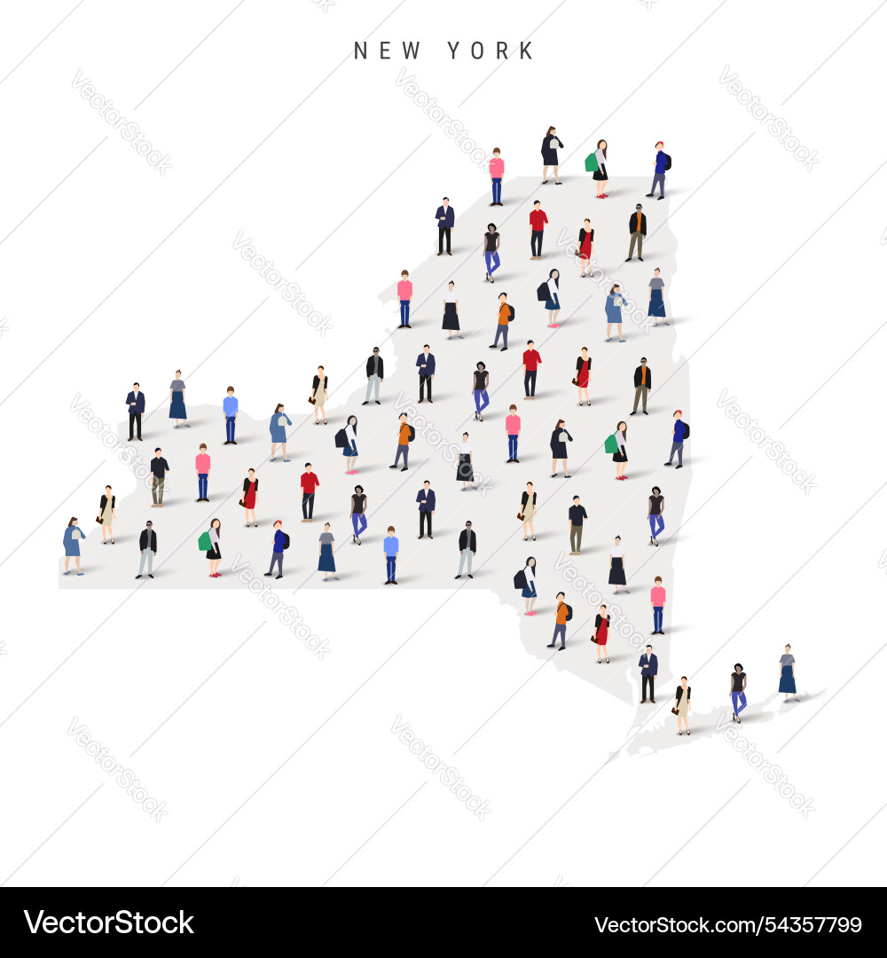New york us state population map large group of Vector Image