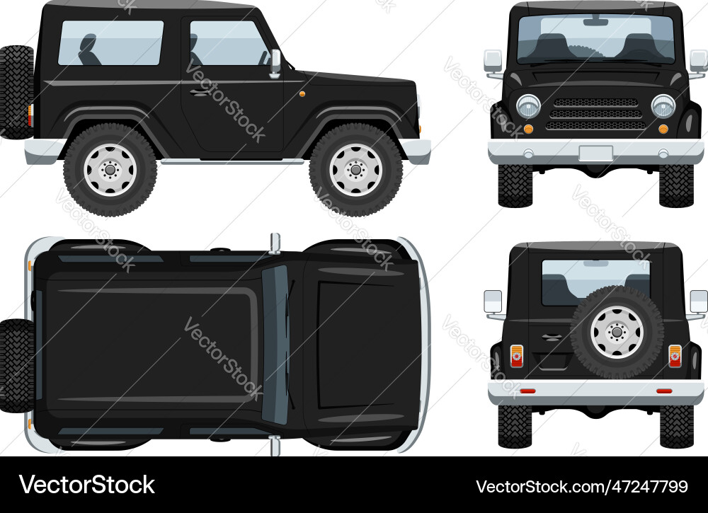 Off-road vehicle template side front back top Vector Image