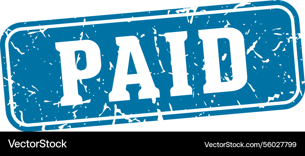 Paid rectangular sign paid stamp Royalty Free Vector Image