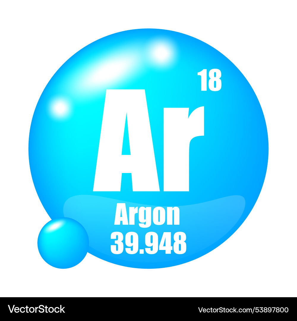 Argon element icon ar atomic symbol atomic number Vector Image