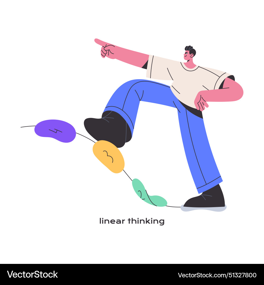 Linear or vertical thinking concept analytic Vector Image