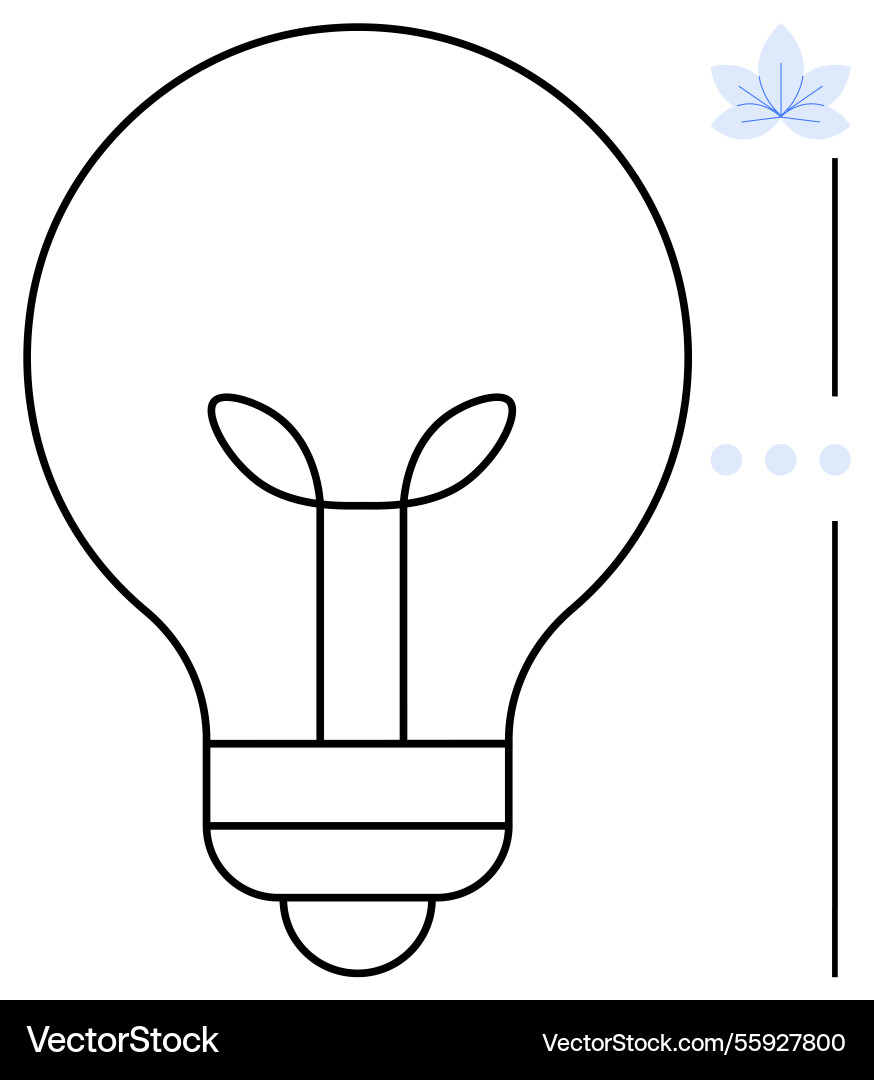 Minimalist light bulb outline with delicate leaf Vector Image