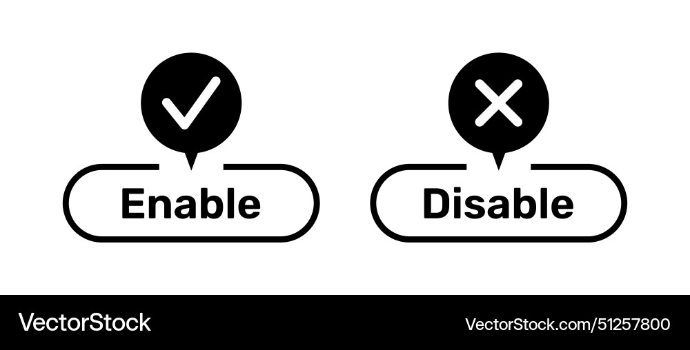 Right and wrong symbols with enable disable Vector Image Right and wrong symbols with enable disable Vector Image