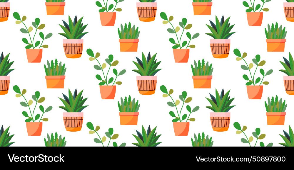 Seamless background with decorative indoor plants Vector Image