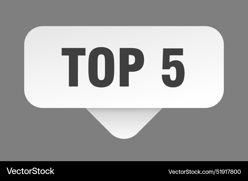 Top 5 sticker sign isolated on gray Royalty Free Vector