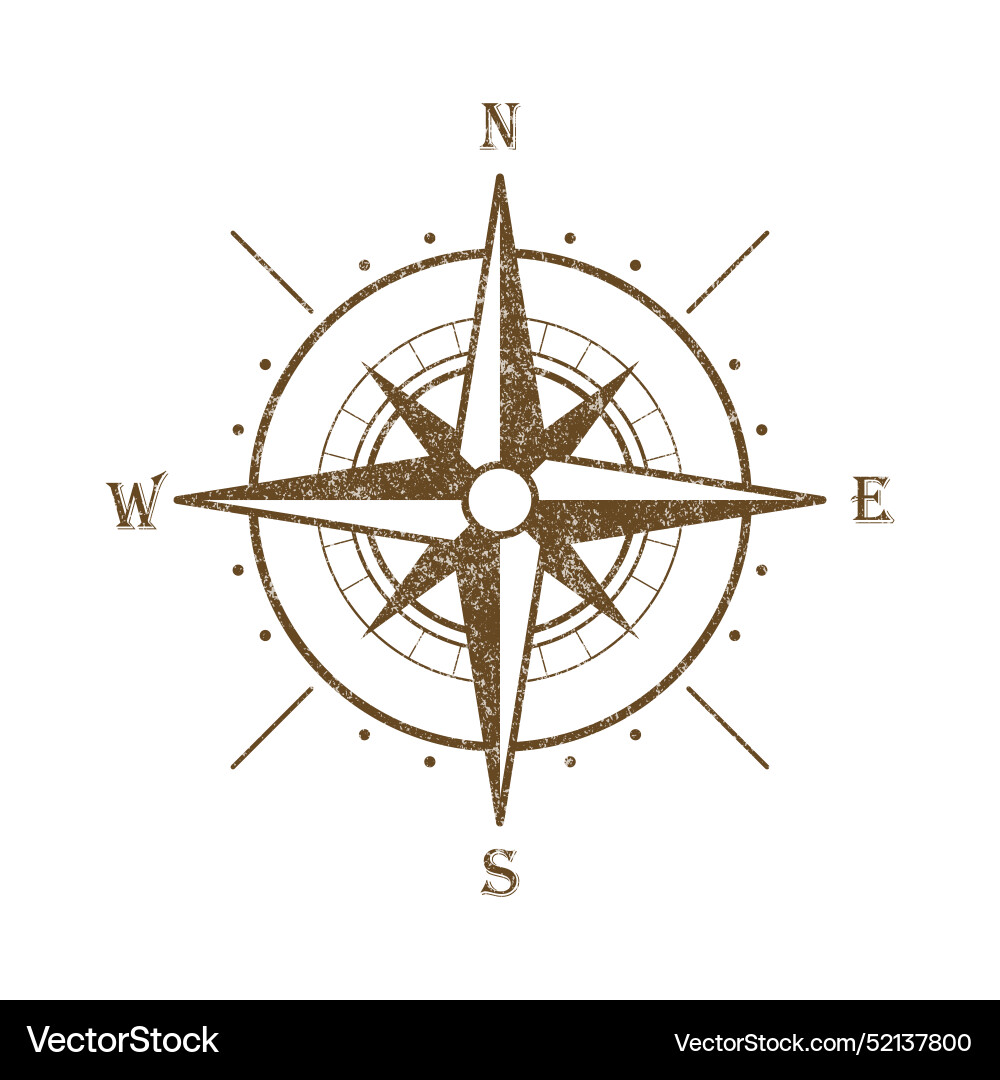 Vintage wind rose symbol compass icon Royalty Free Vector