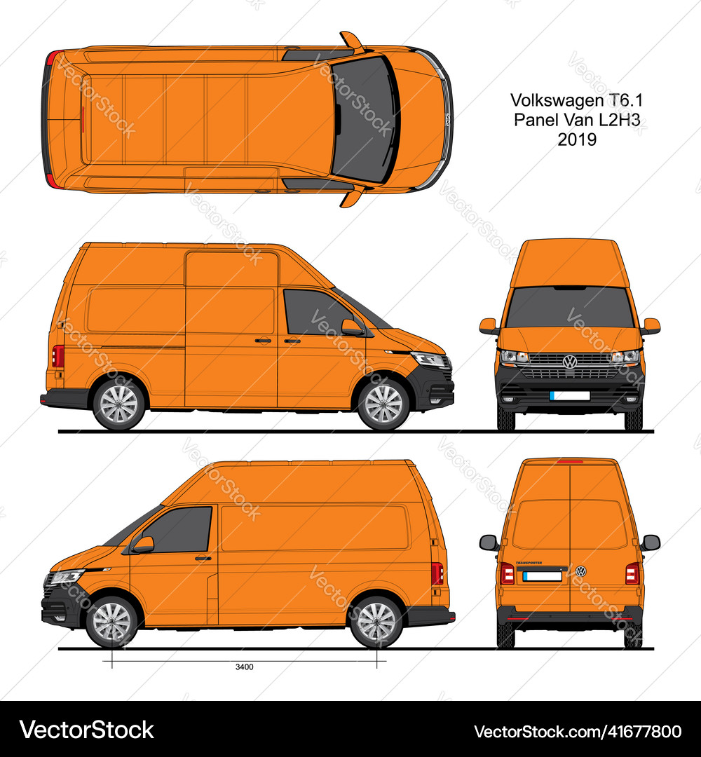 Volkswagen T6.1 Cargo Van L2H3 2019 Royalty Free Vector