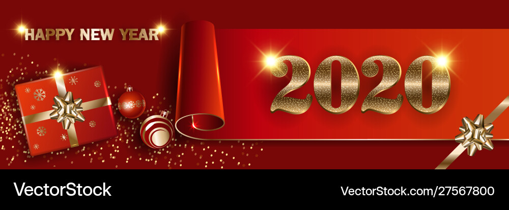 Year 2020 red banner mockup Royalty Free Vector Image