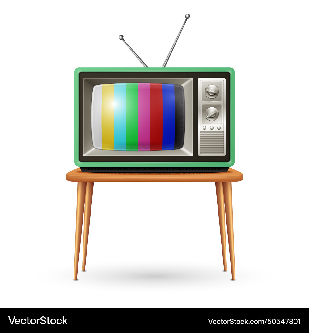 3d realistic retro tv set isolated home Royalty Free Vector