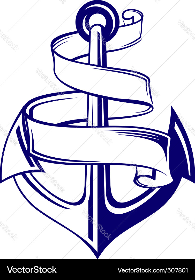 Anchor with ribbon Royalty Free Vector Image - VectorStock