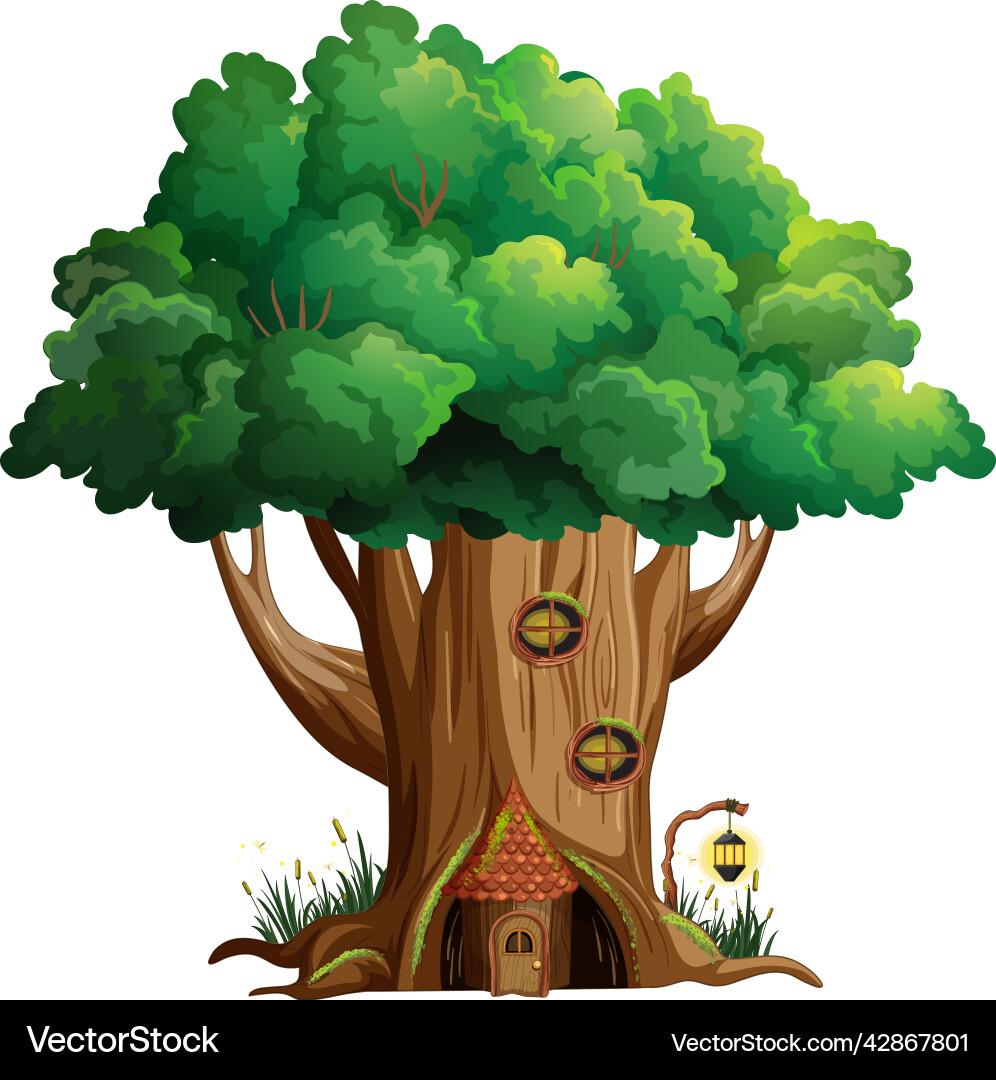 Big tree isolated cartoon Royalty Free Vector Image