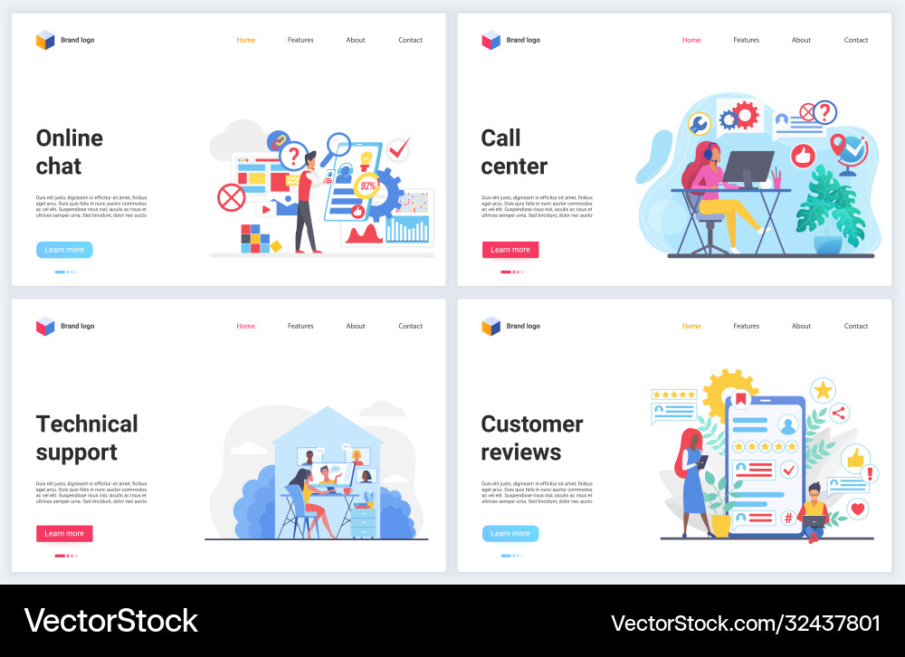 Customer support help call center Royalty Free Vector Image