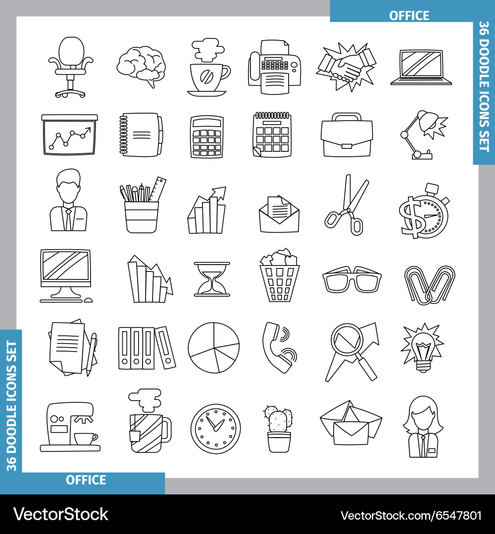 Doodle line art icons Royalty Free Vector Image