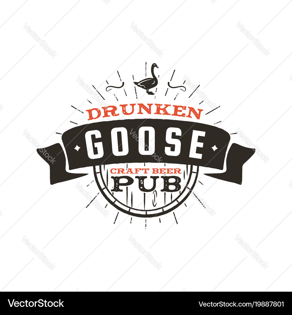 Drunken Goose Brewery Label Royalty Free Vector Image