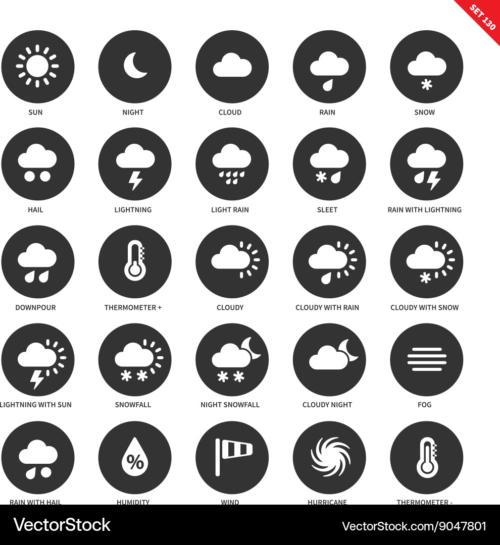 Weather forecasting icons on white background Vector Image