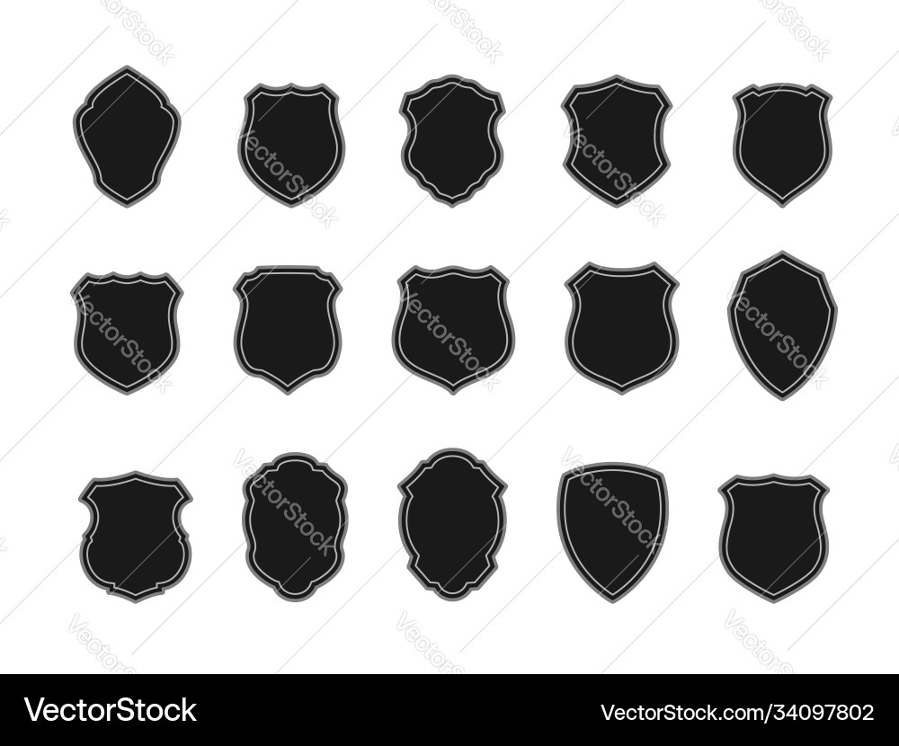 Black Shield Badges - Set Royalty Free Vector Image
