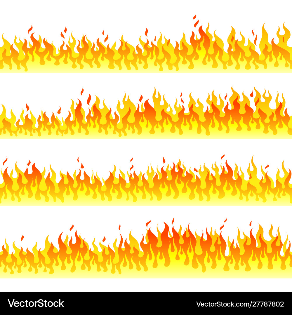 Burning fire walls flat horizontal seamless Vector Image