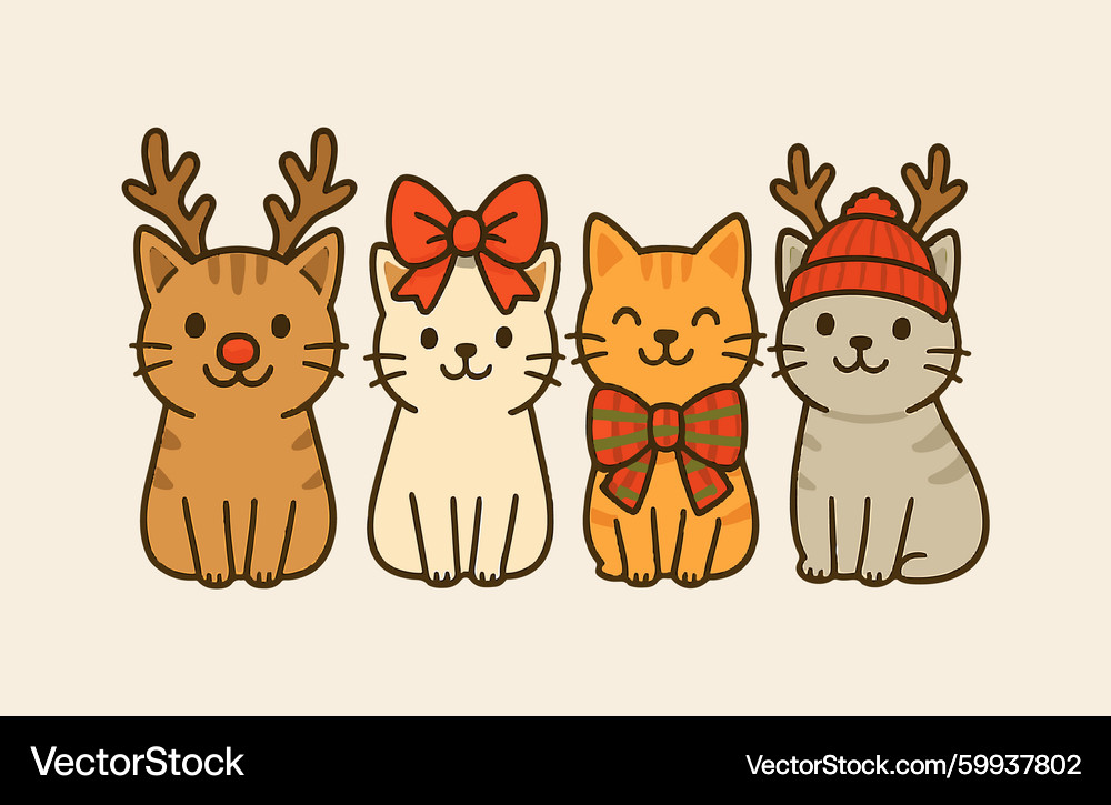 Cute Christmas Cats Clipart Royalty Free Vector Image