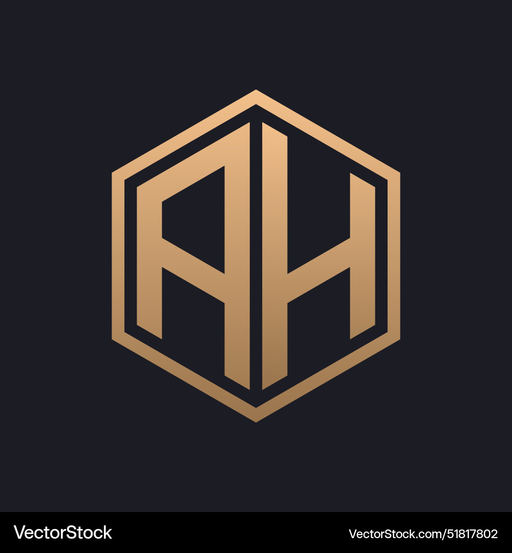 Elegant hexagon letter ah logo design initial Vector Image