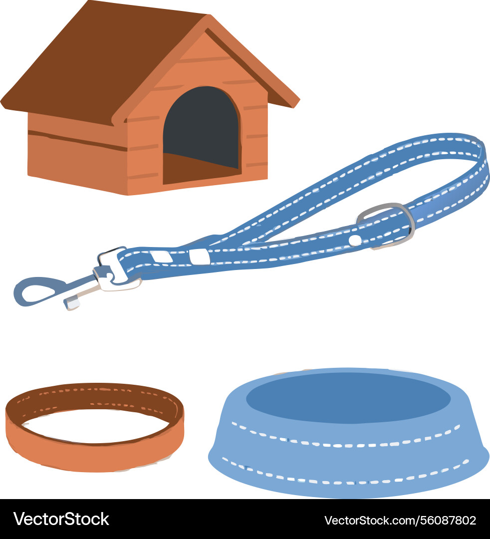 Essential dog supplies house leash collar Vector Image