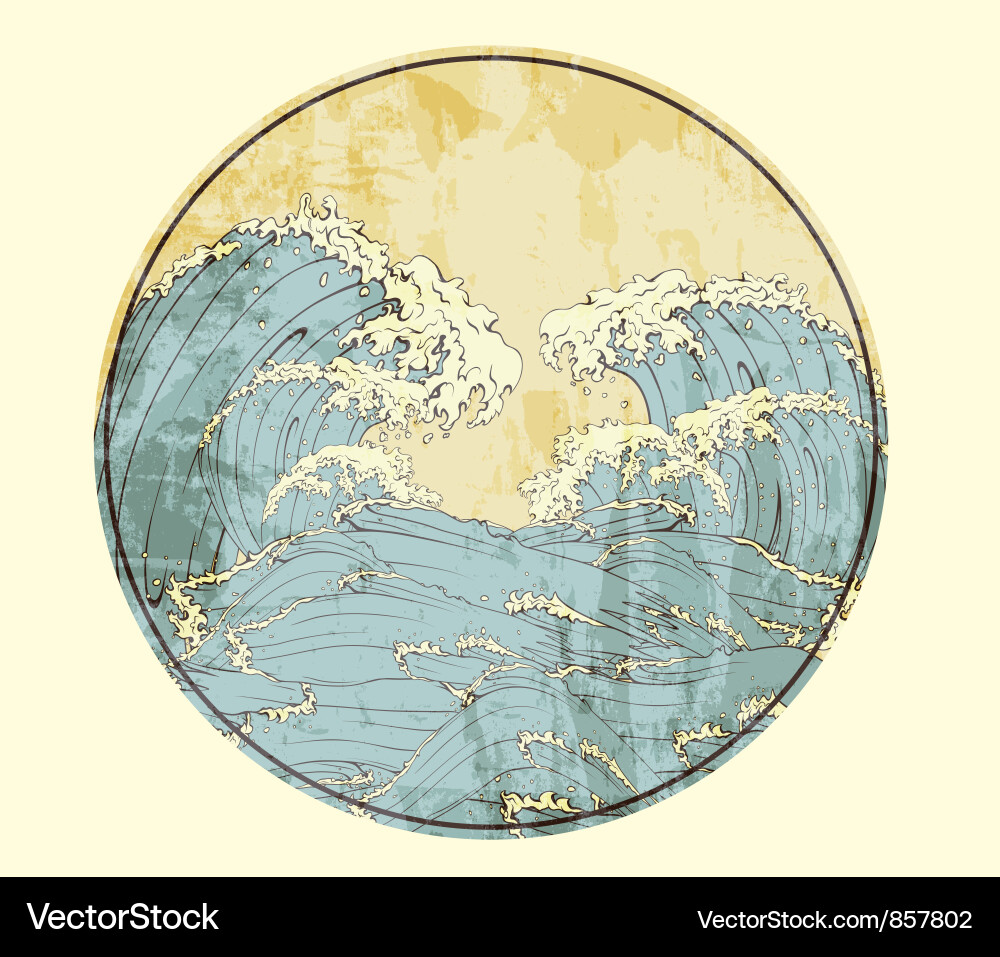 Japanese frame with waves Royalty Free Vector Image