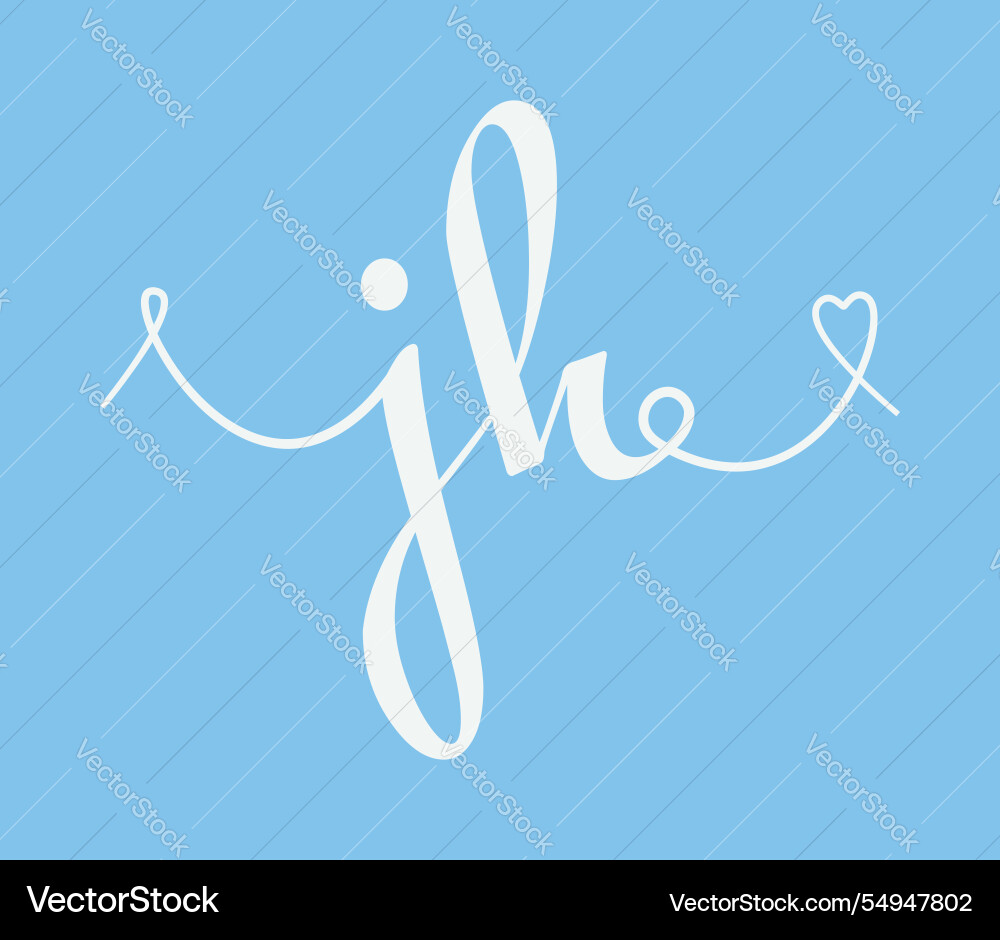 Jh initial wedding monogram calligraphy hand Vector Image