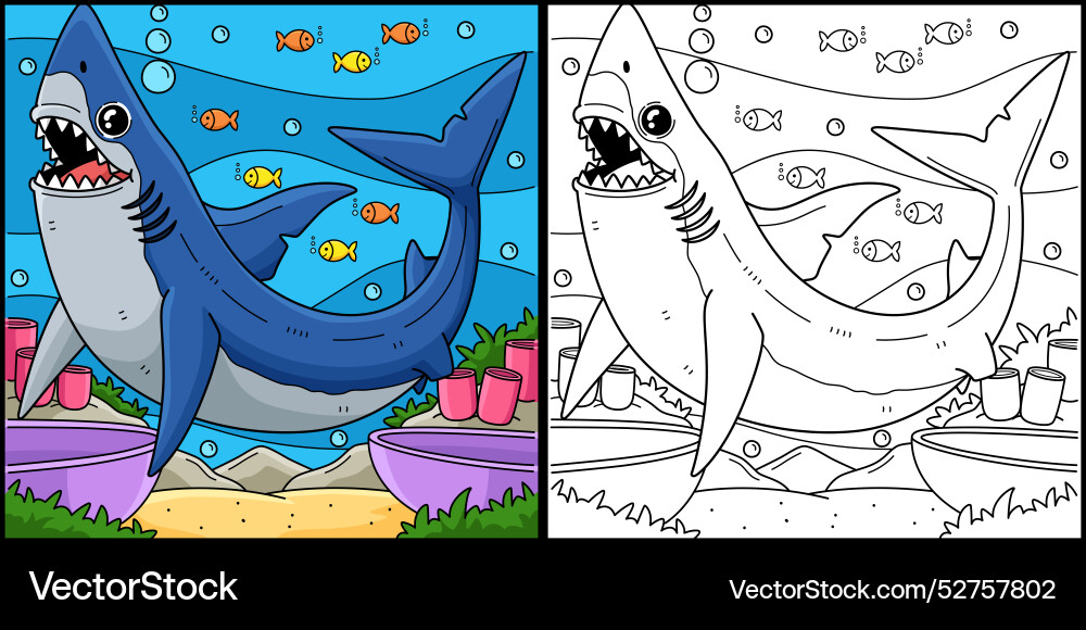 Mako shark coloring page colored Royalty Free Vector Image