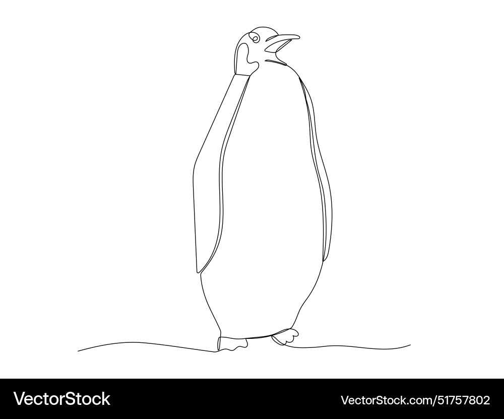 One line penguin sketch outline monochrome Vector Image