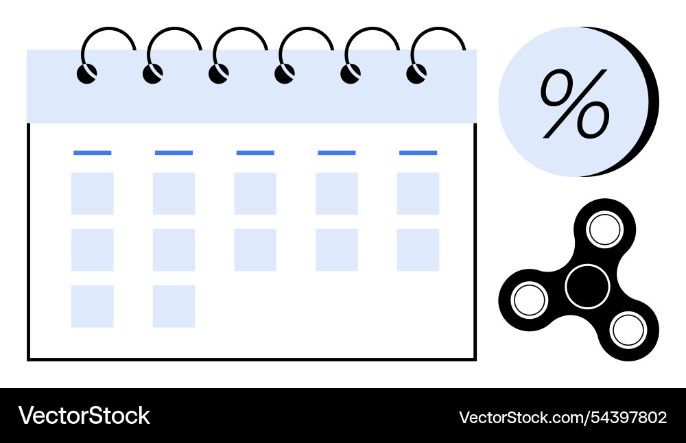 Productivity and focus symbols calendar Royalty Free Vector