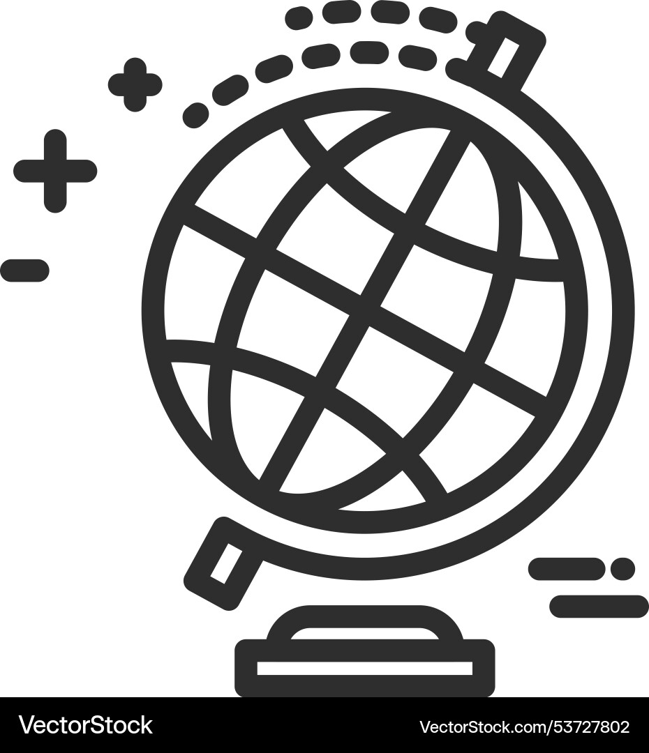 School globe line icon geography lesson symbol Vector Image