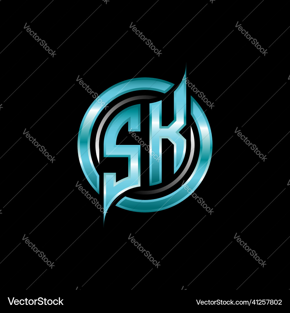 Sk initial monogram logo circle rounded Royalty Free Vector