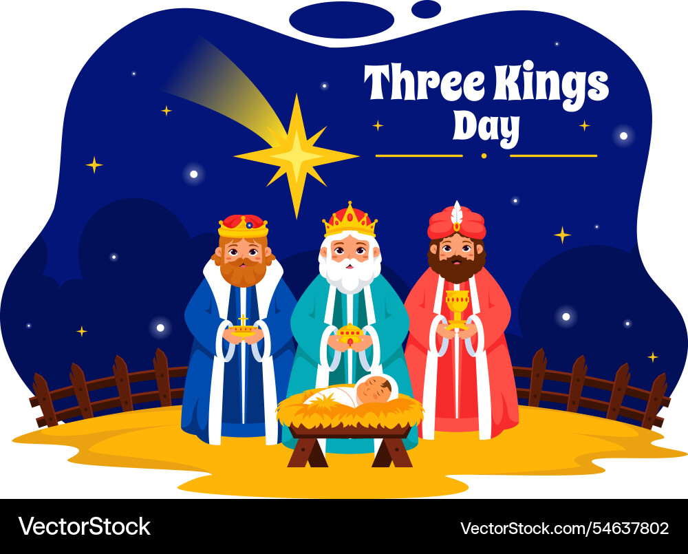 Three kings day celebrating faith in the divinity Vector Image