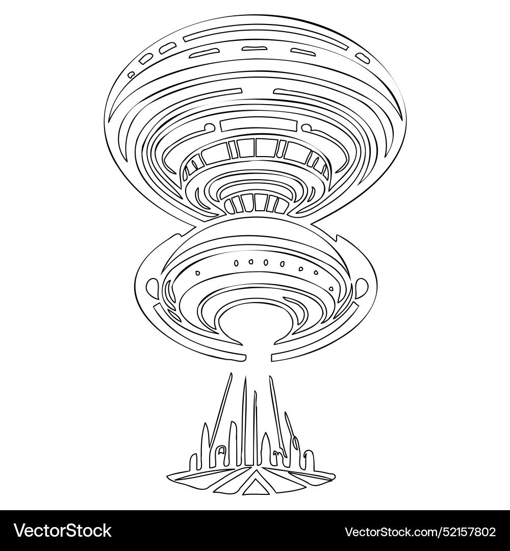 Ufo outline sketch Royalty Free Vector Image - VectorStock
