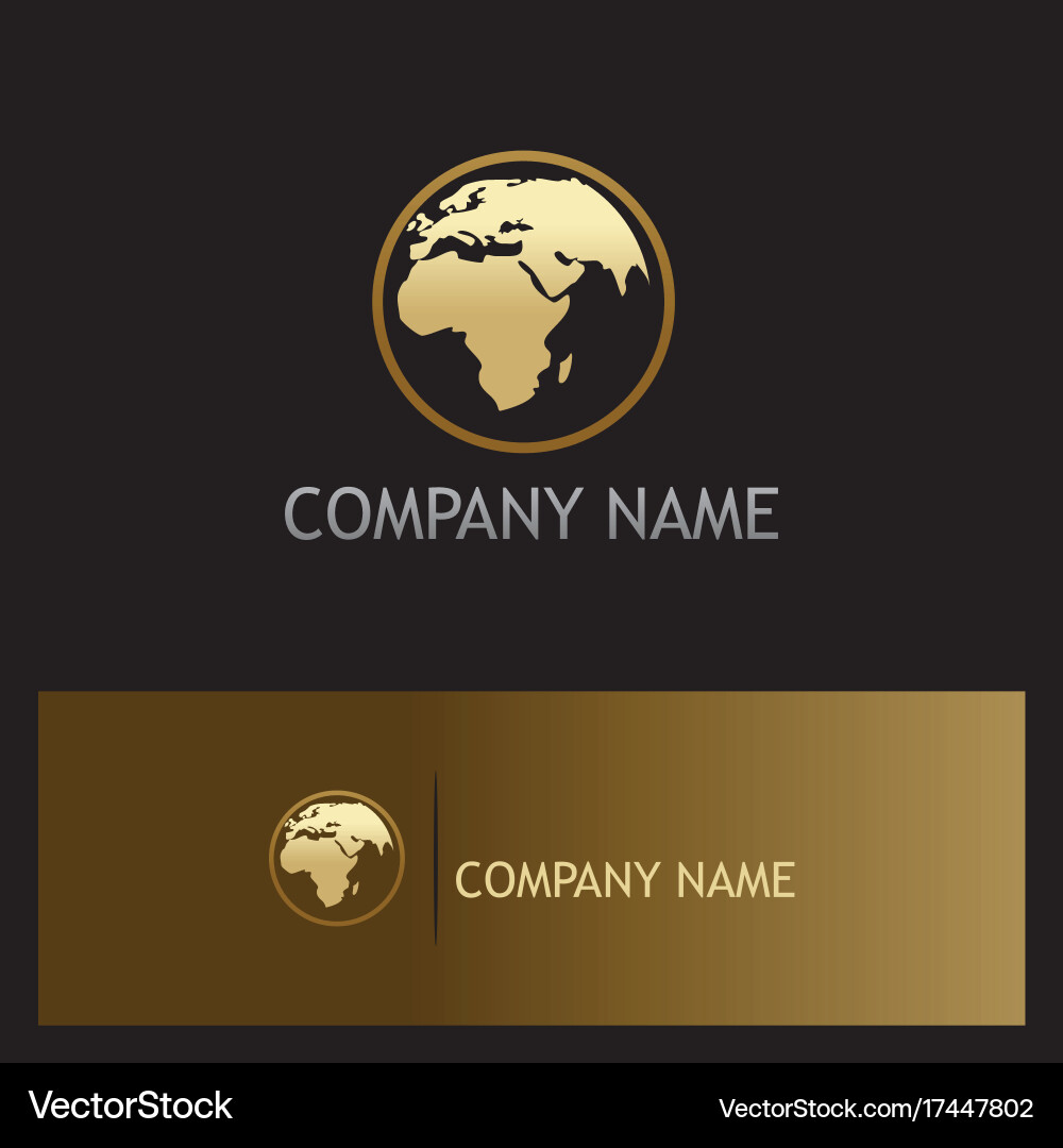 World globe gold logo Royalty Free Vector Image