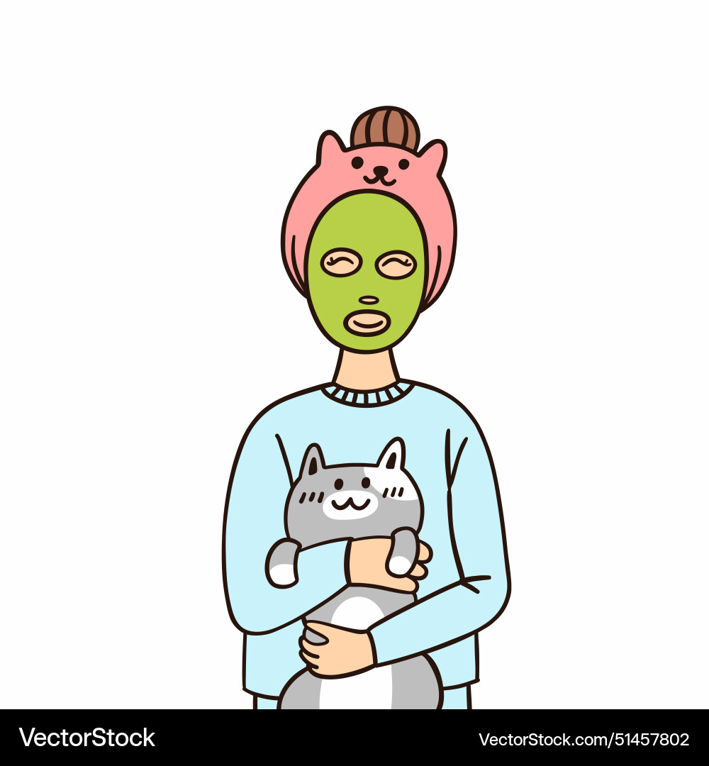Young woman with cat Royalty Free Vector Image