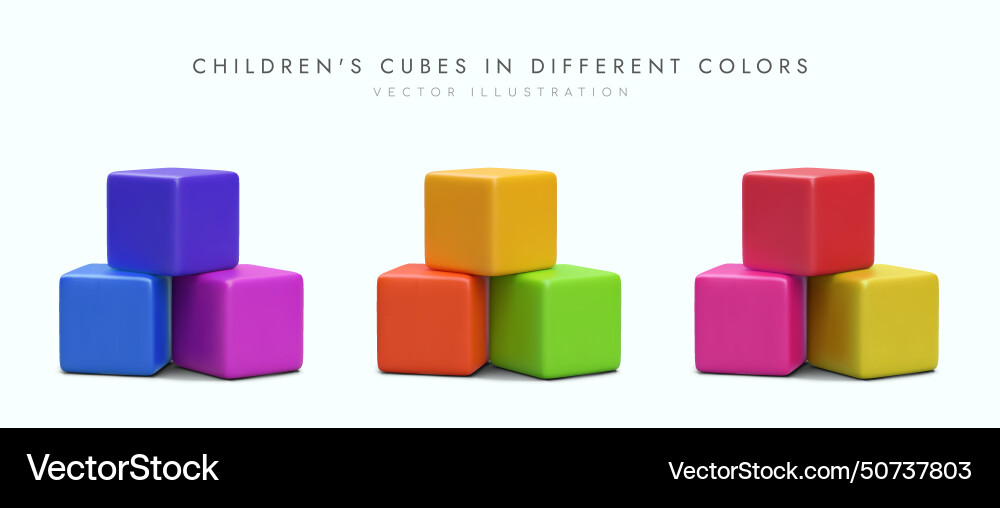 3d cubes for children in different colors Vector Image