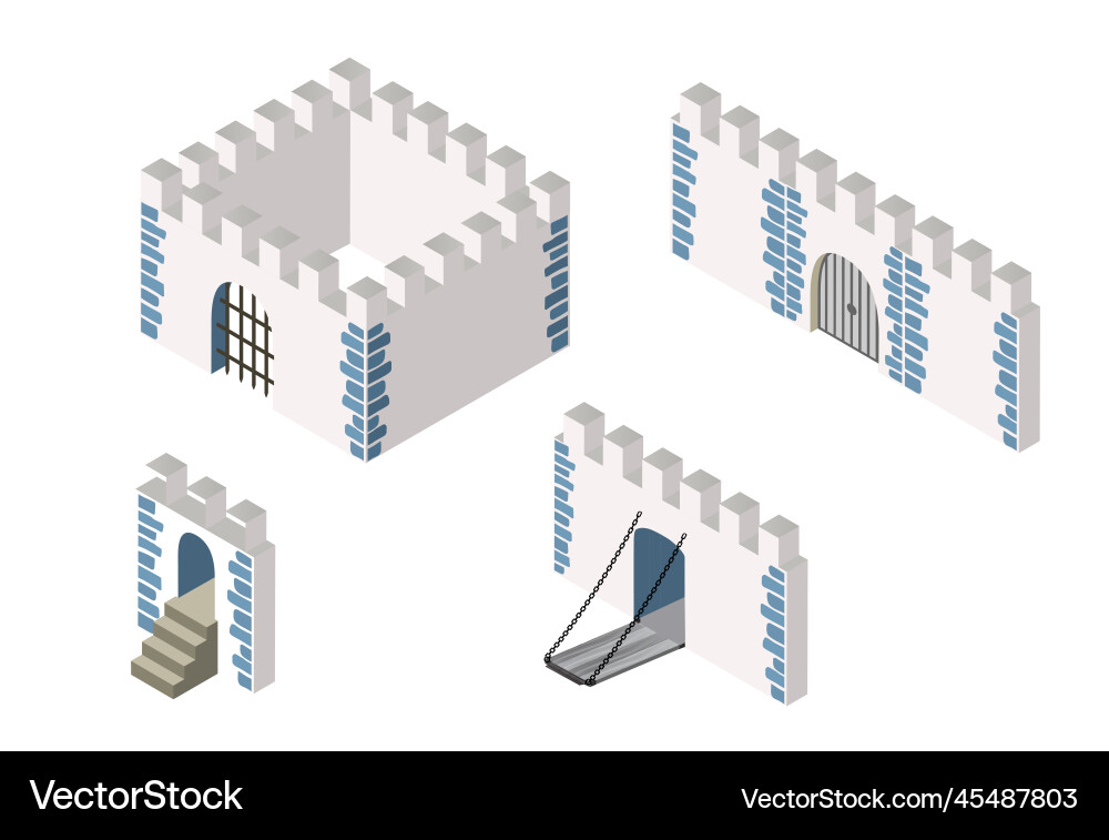 An isometric element of ancient fortress Vector Image