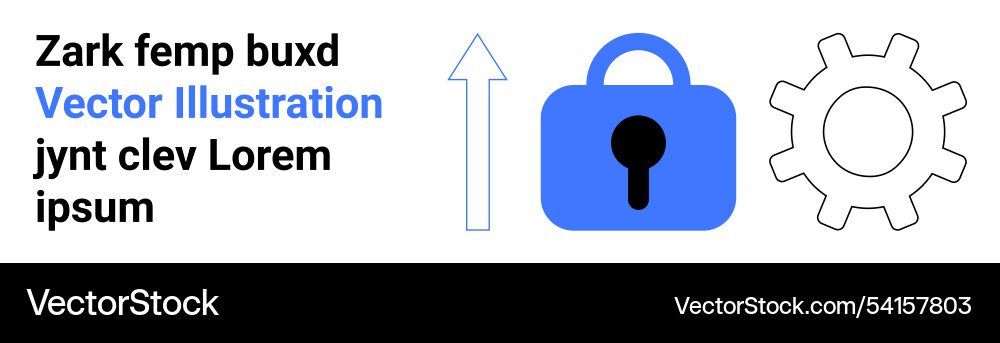Arrow padlock and gear symbols representing Vector Image