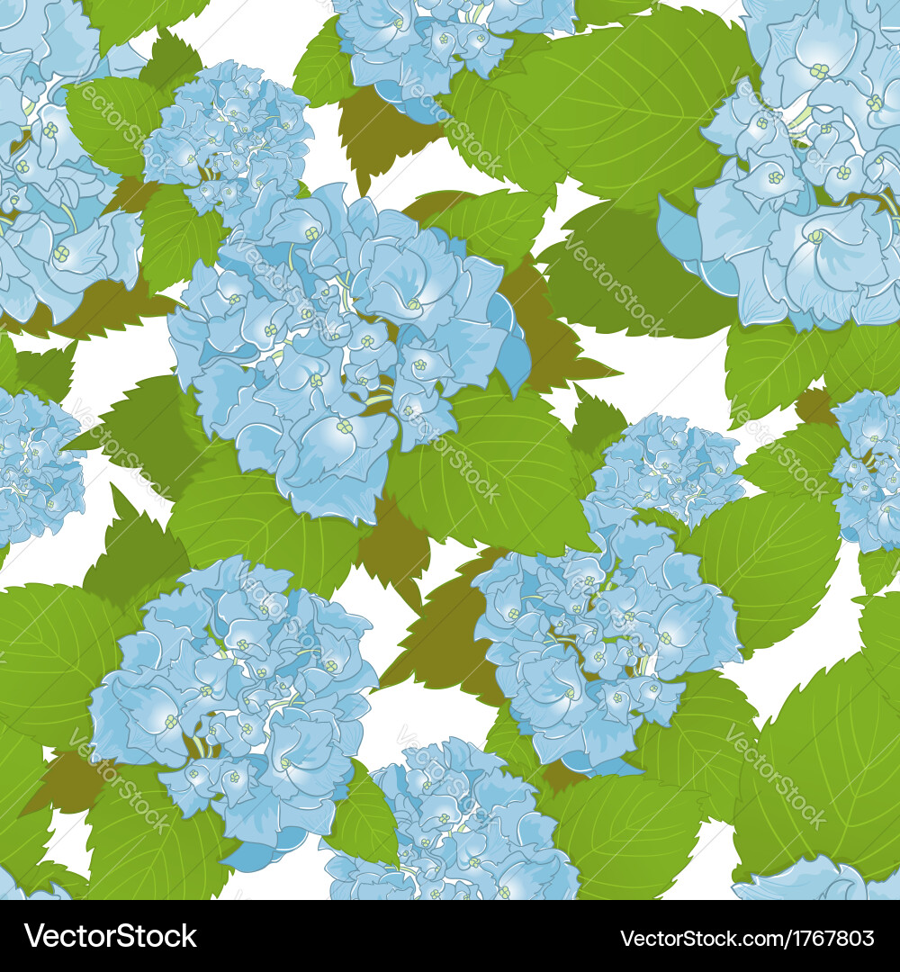 Blue Hydrangea Seamless Pattern Royalty Free Vector Image