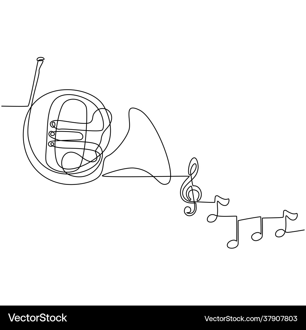 Continuous line drawing musical instrument Vector Image