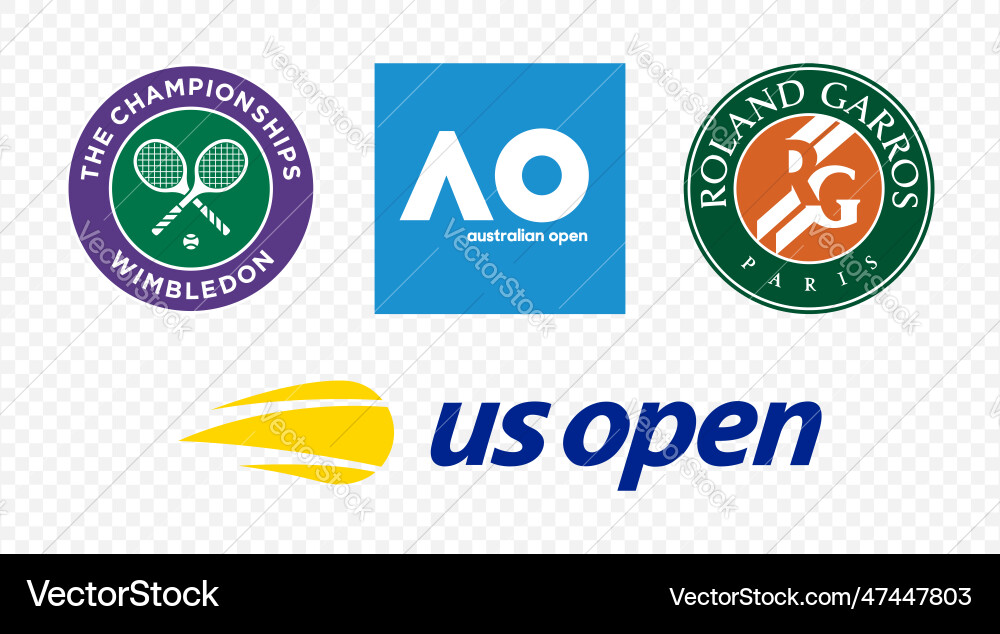 Grand Slam Tennis Logos Royalty Free Vector Image
