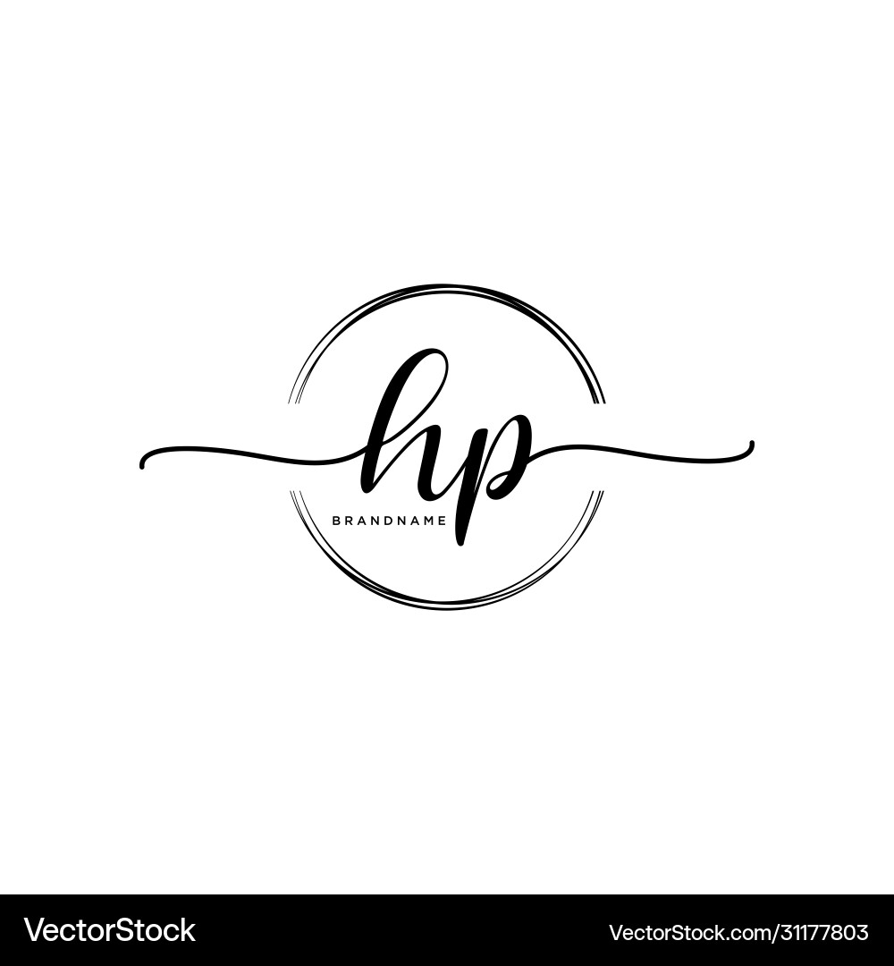 HP Initial Logo - Elegant Handwriting Circle Vector Image