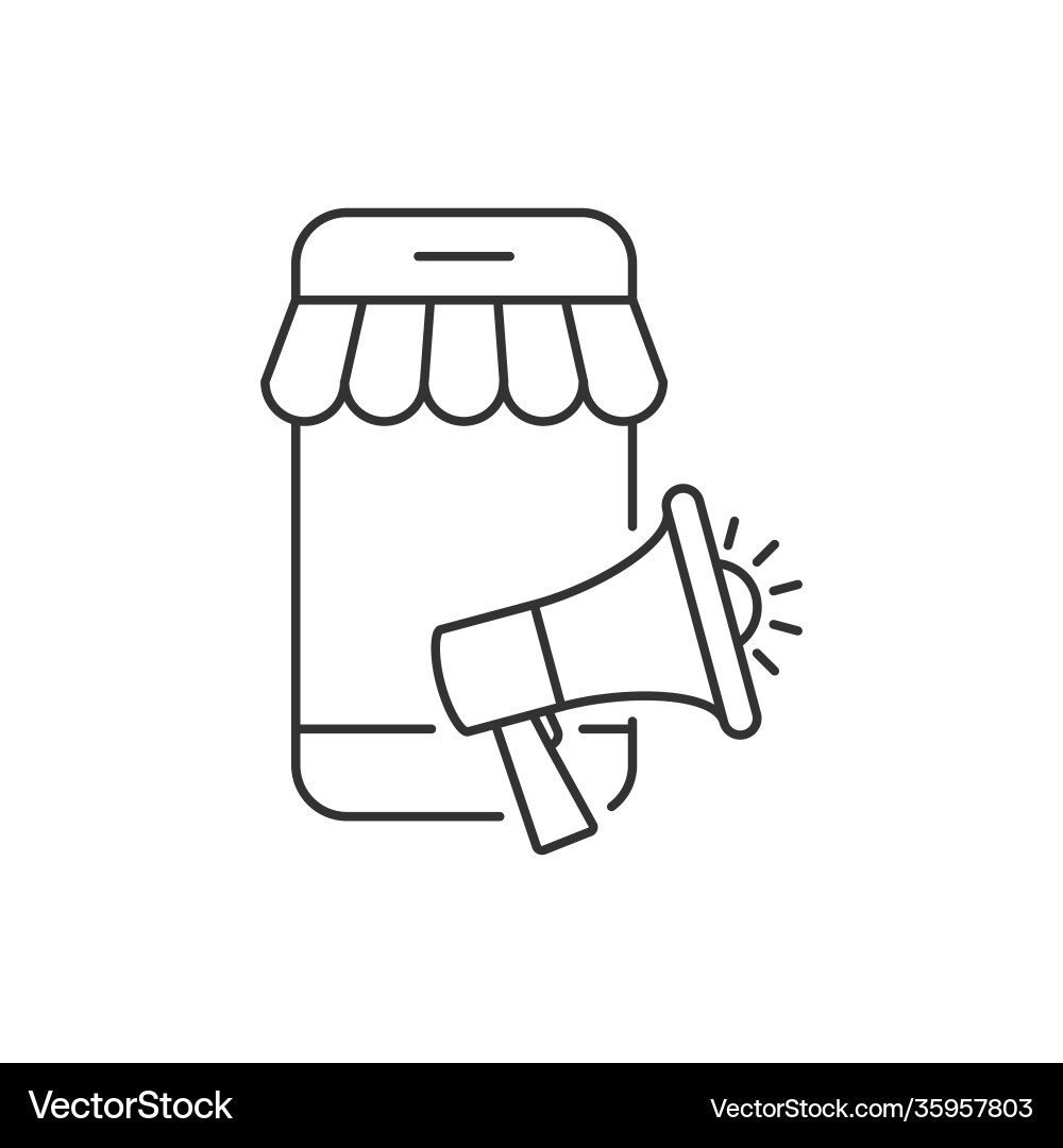 Mobile marketing promotion linear icon editable Vector Image