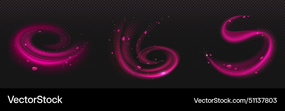 Shimmering wind vortex with pink leaves Royalty Free Vector