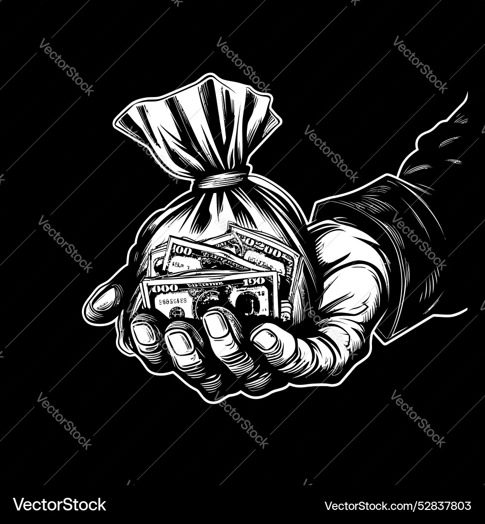 Wealthy embrace secure hands with cash logo Vector Image