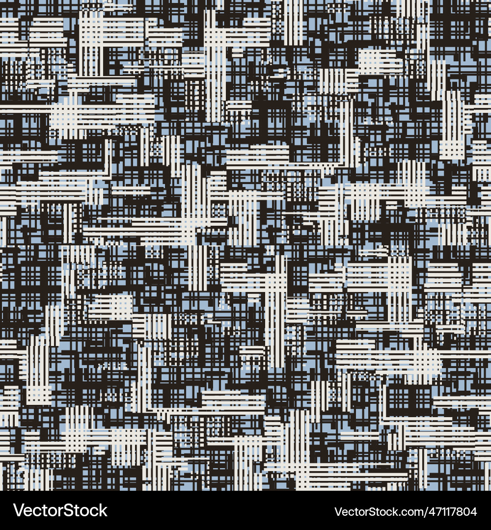 Blue black and white glitch pattern Royalty Free Vector